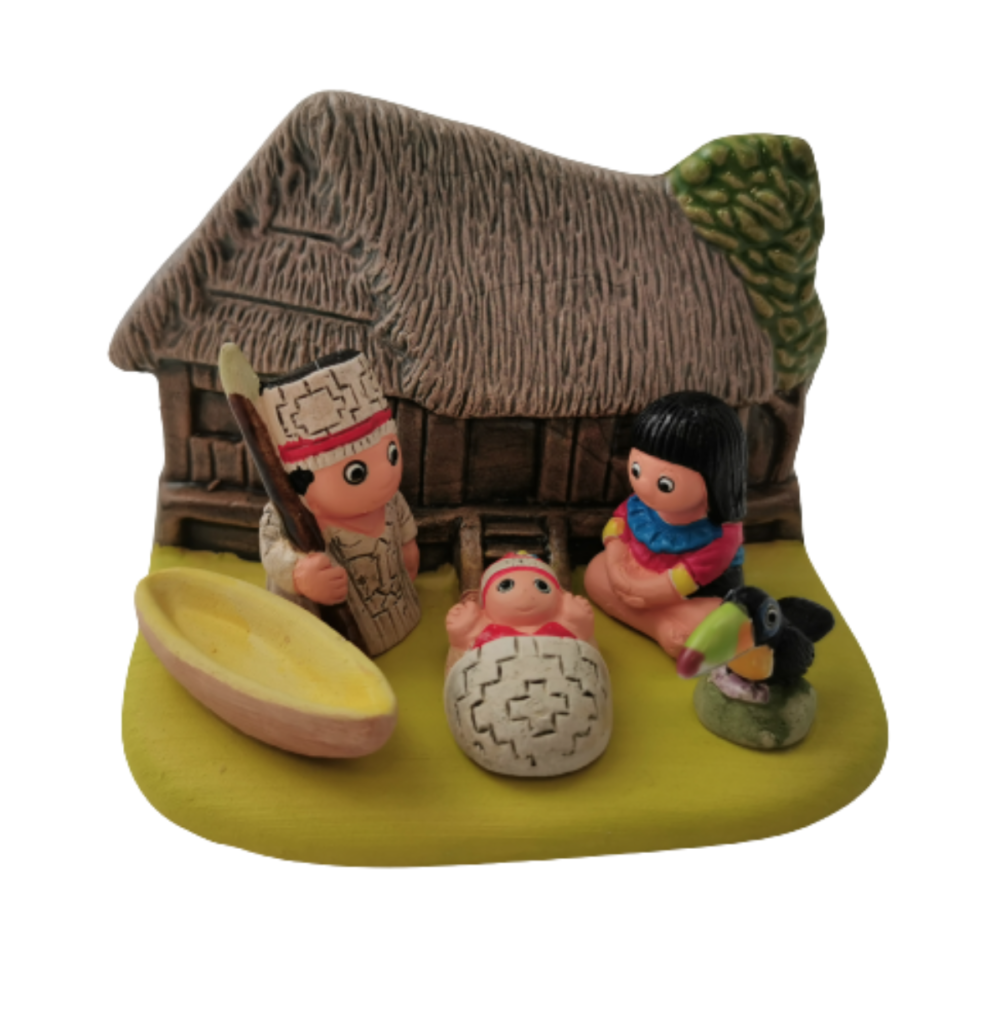 MINI CRECHE DU MONDE CERAMIQUE AMAZONIE 8X7CM L - Articles Religieux