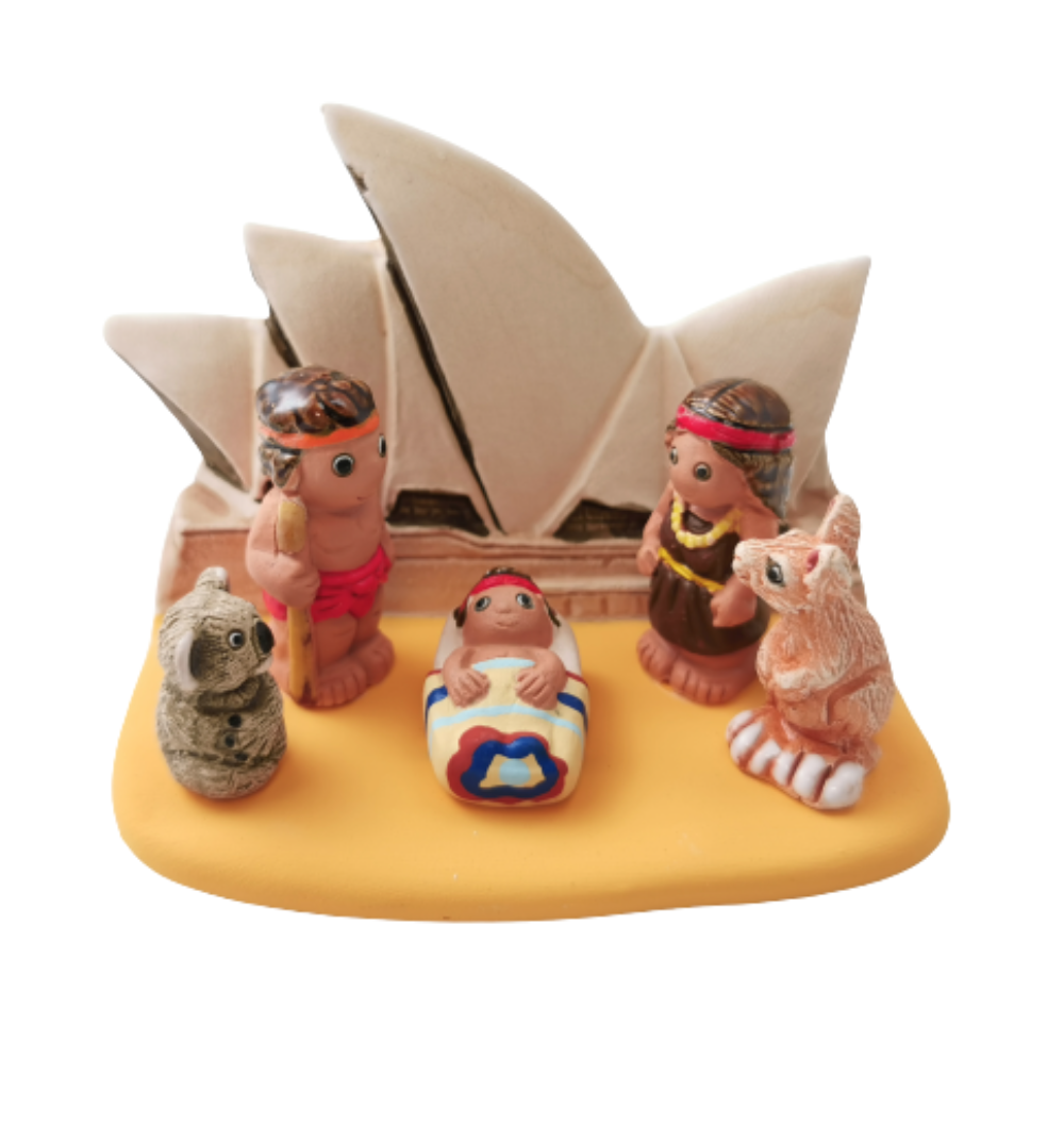 MINI CRECHE DU MONDE CERAMIQUE AUSTRALIE 8X7CM L - Articles Religieux