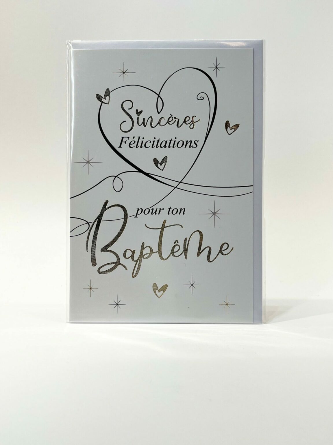 CARTE DOUBLE SINCERES FELICITATIONS POUR TON BAPTEME COEUR ETOILE ...