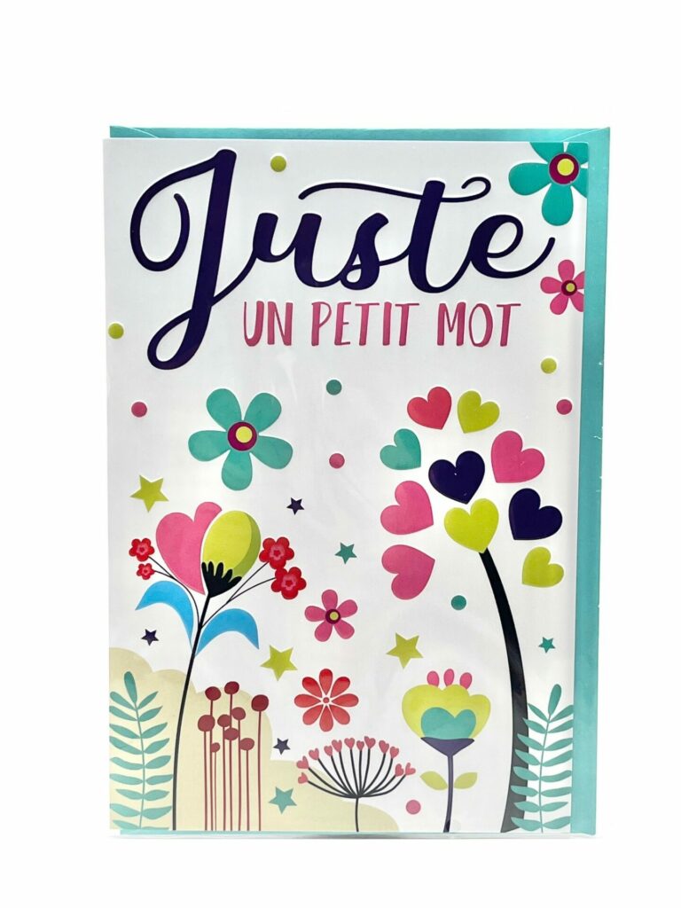CARTE JUSTE UN PETIT MOT COEURS FLEURS - Articles Religieux