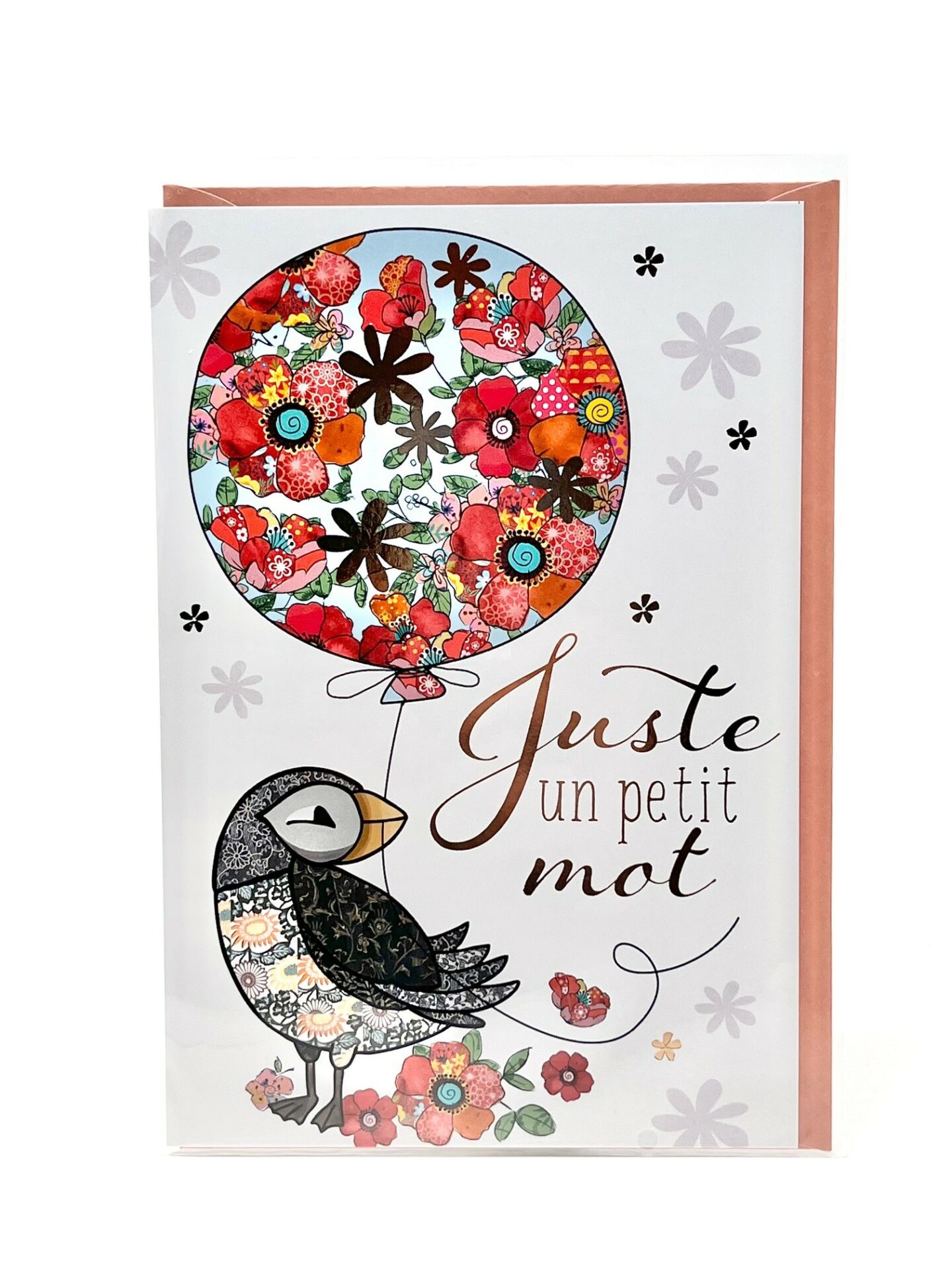 CARTE JUSTE UN PETIT MOT OISEAU BALLON FLEURS - Articles Religieux