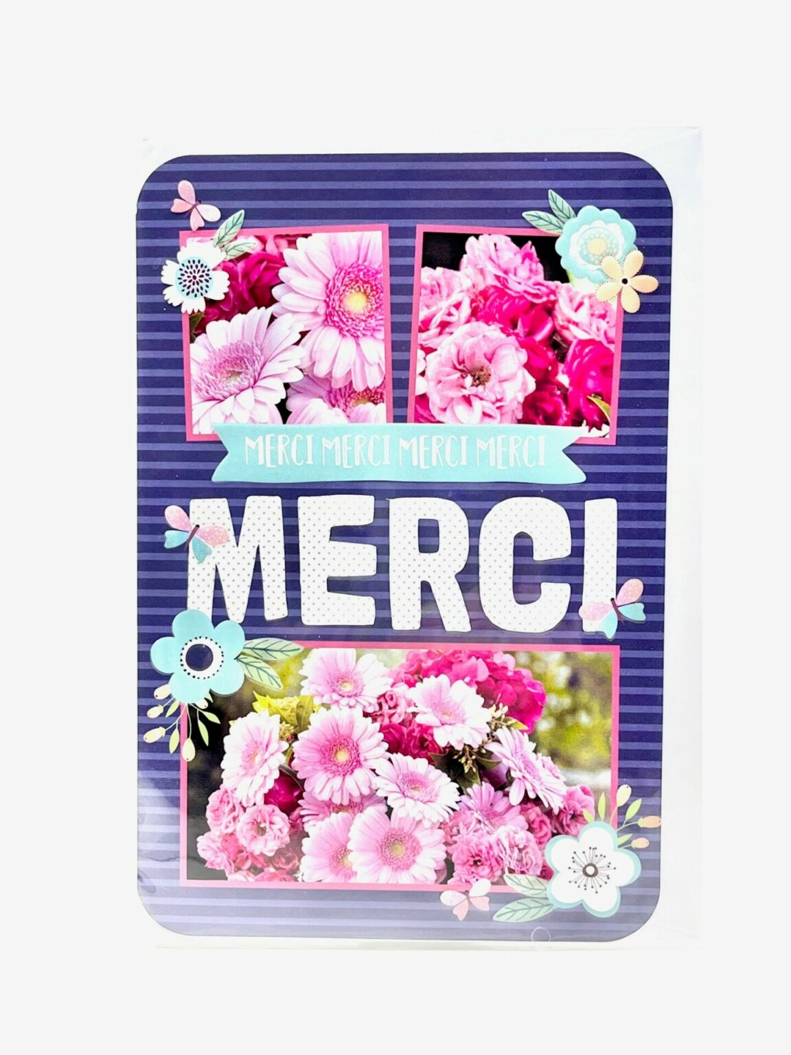 CARTE MERCI FLEURS ROSES - Articles Religieux