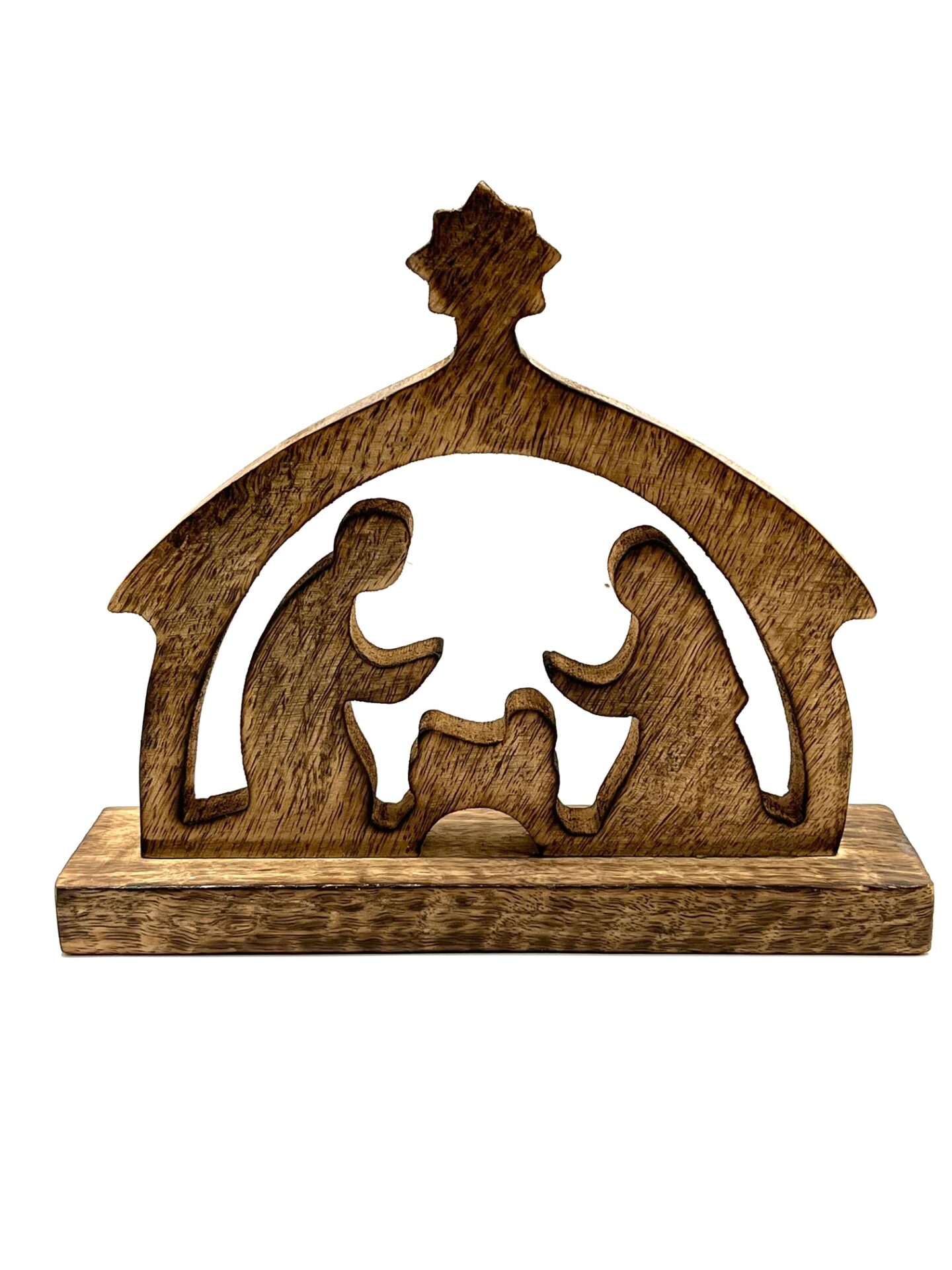 CRECHE EN BOIS NATIVITE ETOILE 20X5X17CM - Articles Religieux